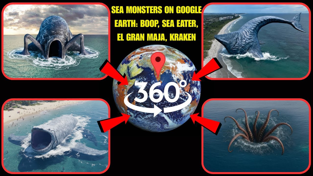 VR 360° - Sea Monsters on Google Earth: Bloop, Sea Eater, El Gran Maja, Kraken!