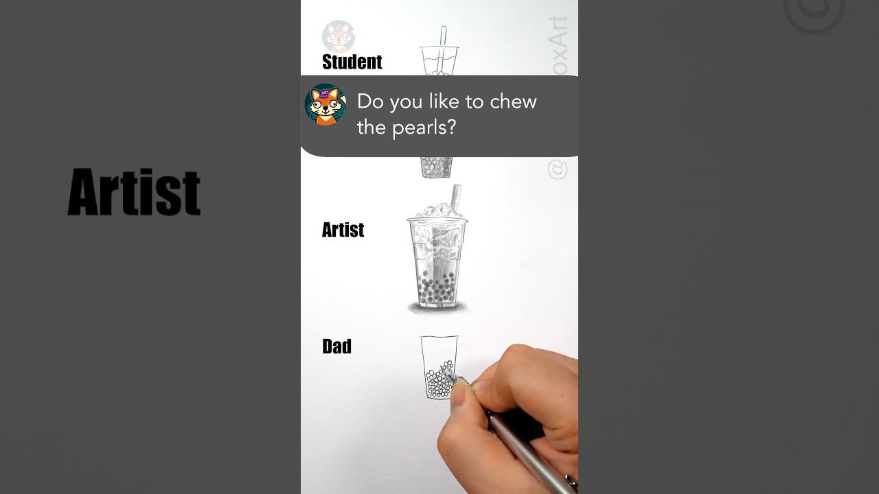 do you like bubble tea? Daddy vs Artist how to draw bubble tea