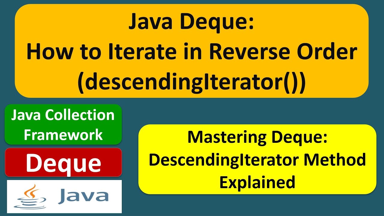Java Deque: How to Iterate in Reverse Order (descendingIterator()) | Java Collection Framework