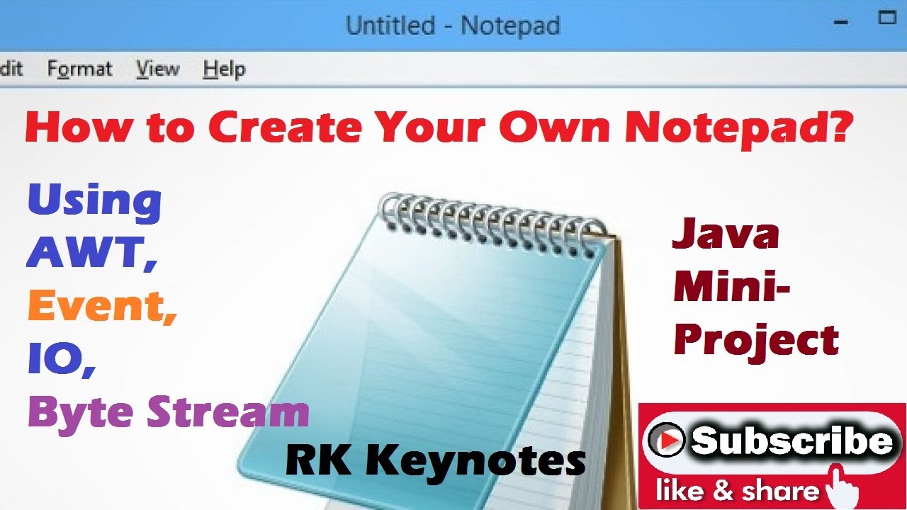 #16 (Java Mini Project 03) How to Create Your Own NotePad Using AWT, Event & ActionListener | RK