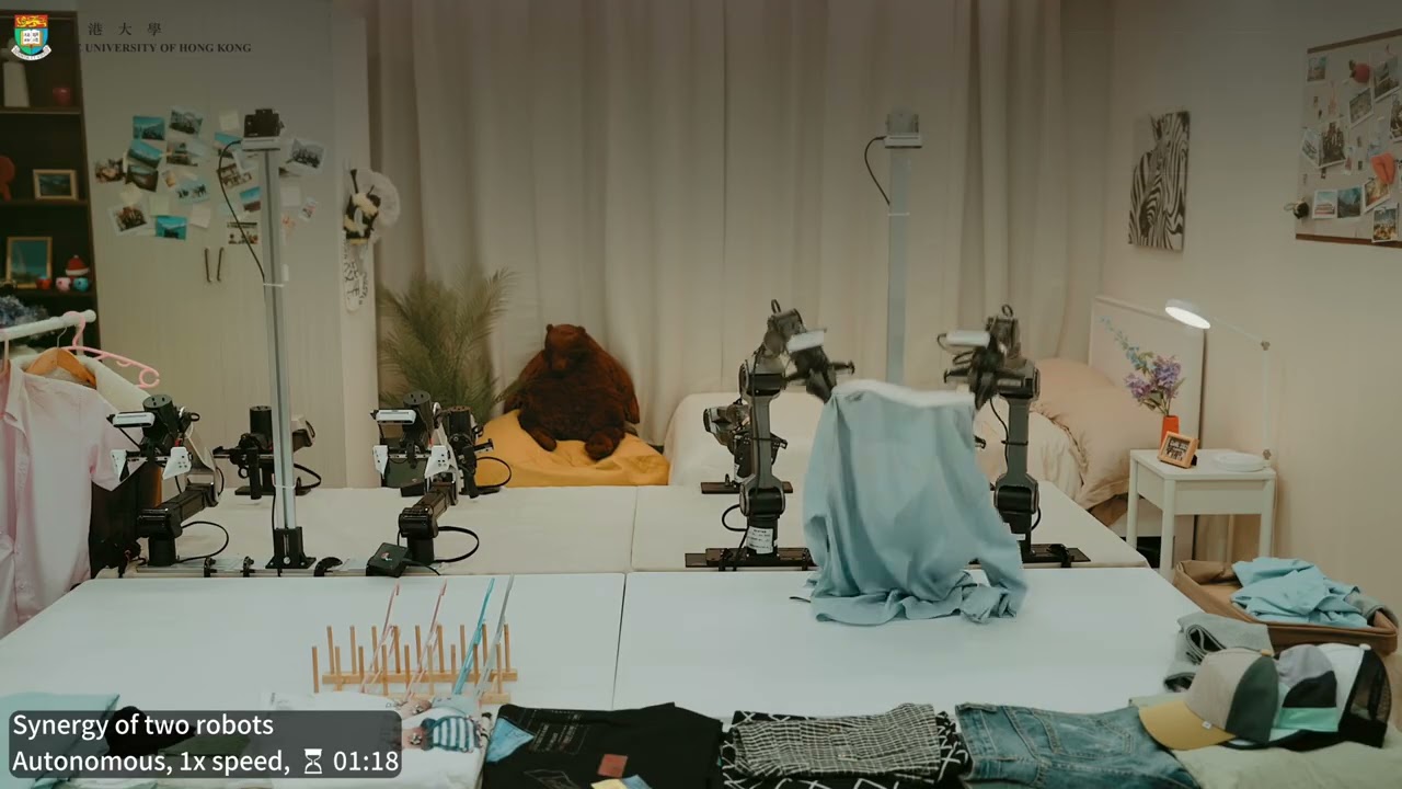 χ0: A Live-Stream Robotic Teamwork for Clothing Manipulation from Zero to Hero