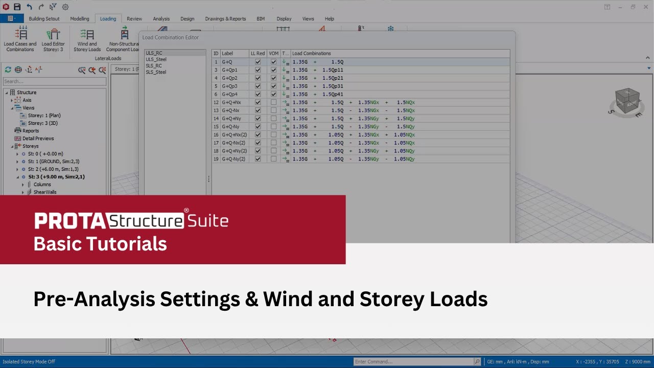12 – Pre-Analysis Settings & Wind and Storey Loads