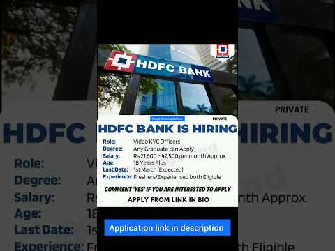 Fresher job vacancy for HDFC Bank - Bank job vacancy @Vanga_Theruchunkalam #bank #jobvacancy #job