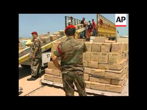 Aid being unloaded at Beirut airport