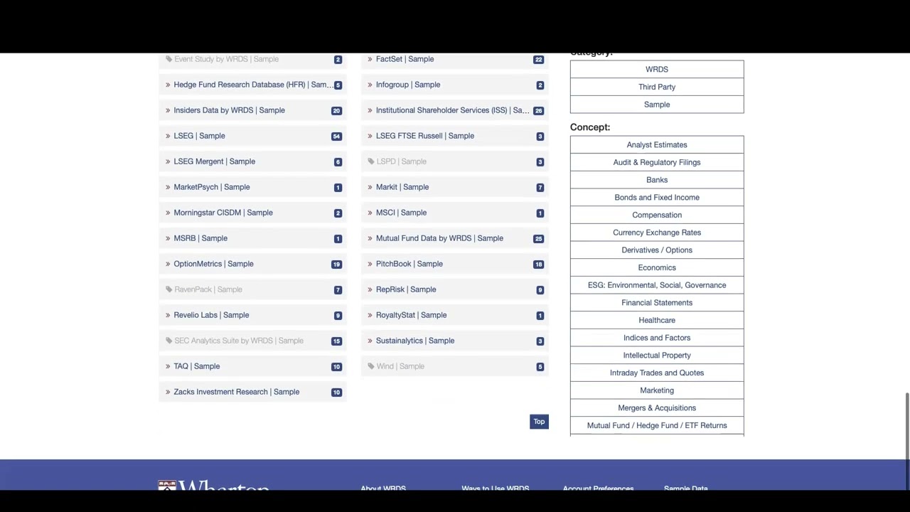 Wharton Research Data Services (WRDS) Walkthrough (Part 1) - Introduction to the interface