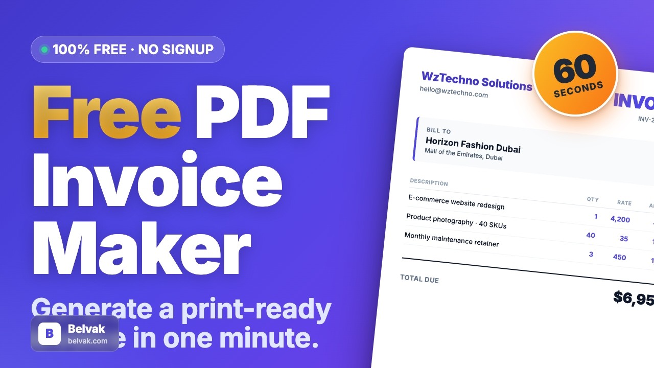Free Invoice Generator: Make a PDF Invoice in 60 Seconds (No Signup)