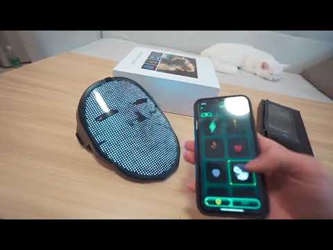 Cyberpunk led shining mask with TechTag clothing tag unboxing
