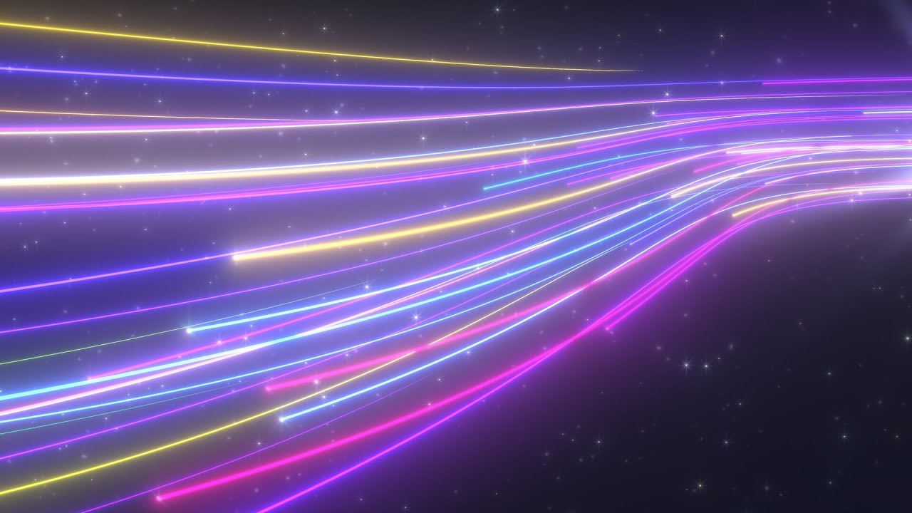 Abstract Rainbow Light Trail Curve Streams Flow and Glowing Stars 4K DJ Visuals Loop Background