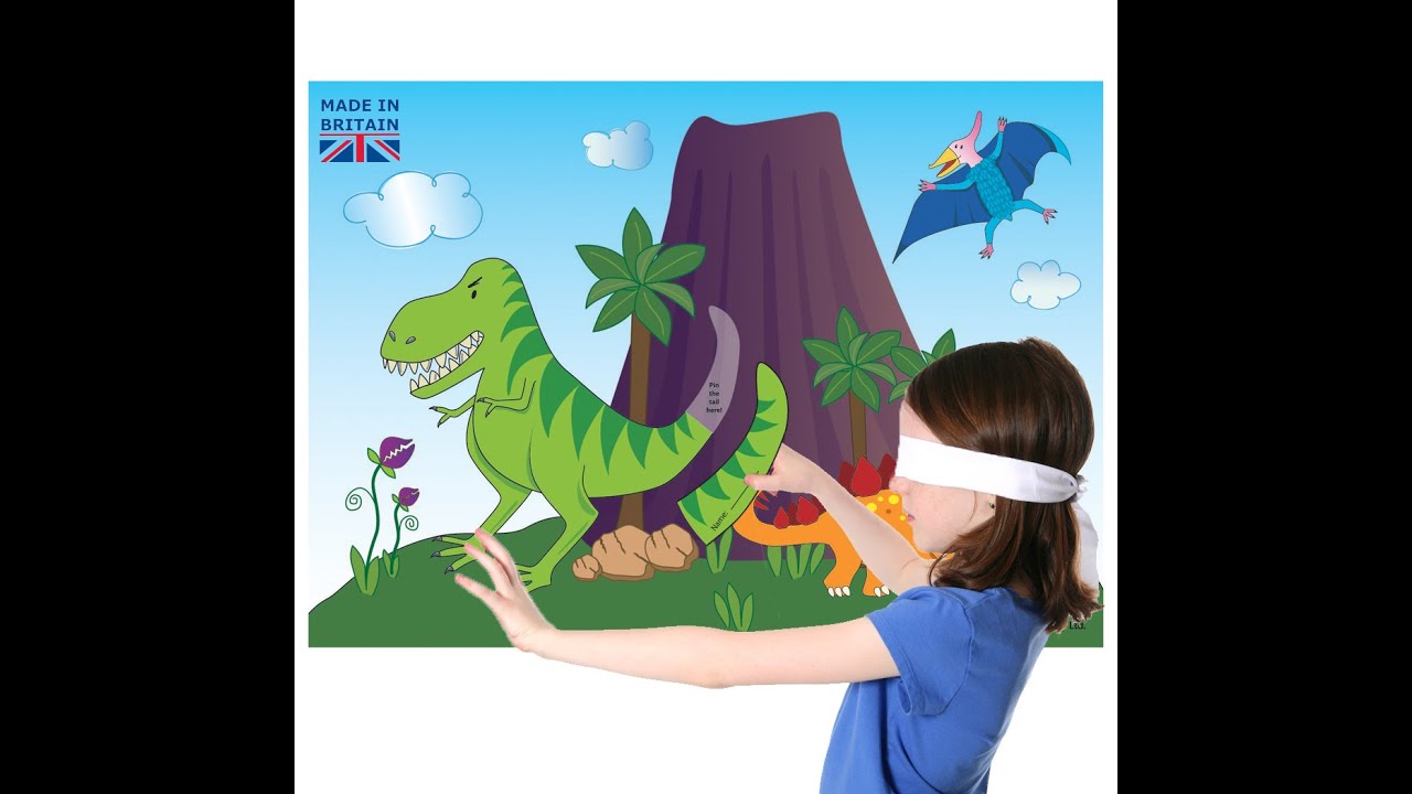 Pin the Tail on The Dinosaur Birthday Party Game for Kids