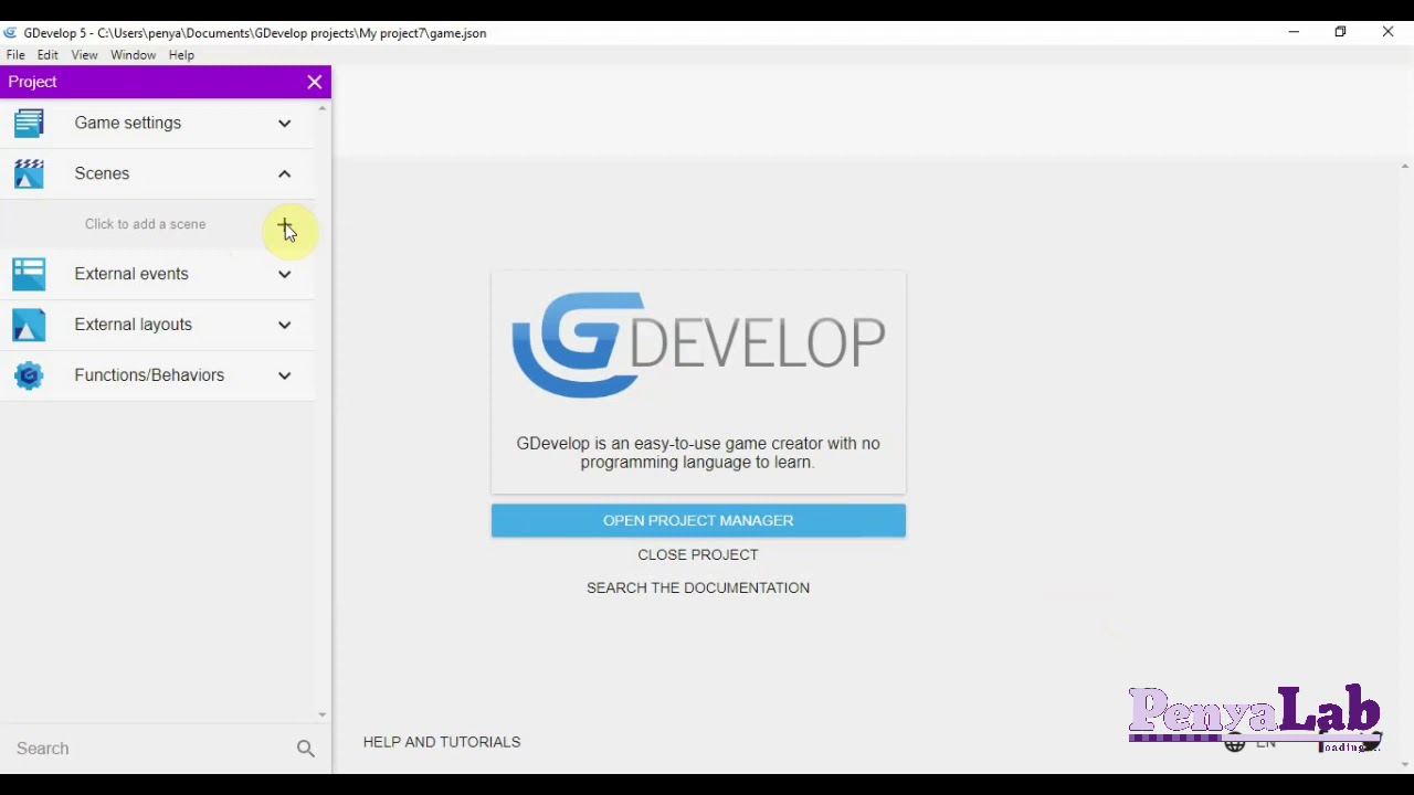 Tutorials GDevelop 5: Crear escena nova