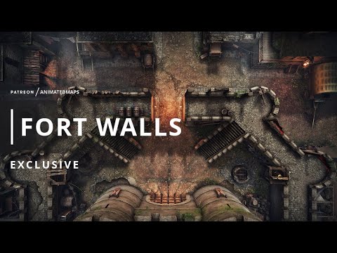 Animated Dungeon Maps - FORT WALLS Town EXCLUSIVE Battle Map Preview