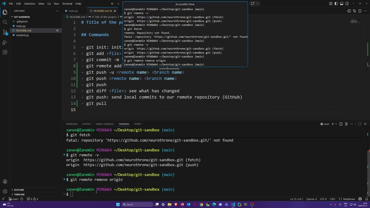Python for AI - Week 4.4 - Git Basics: Removing a GitHub Remote