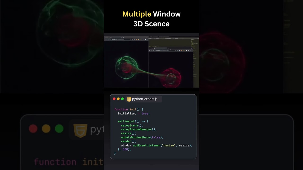 Multiple Window 3D Scene with JavaScript & Three.js | Sync 3D Views #Shorts #threejs #coding #python