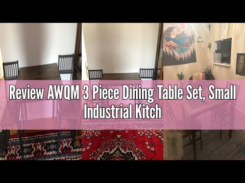 Review AWQM 3 Piece Dining Table Set, Small Industrial Kitchen Table and 2 Chairs, Kitchen Breakfast
