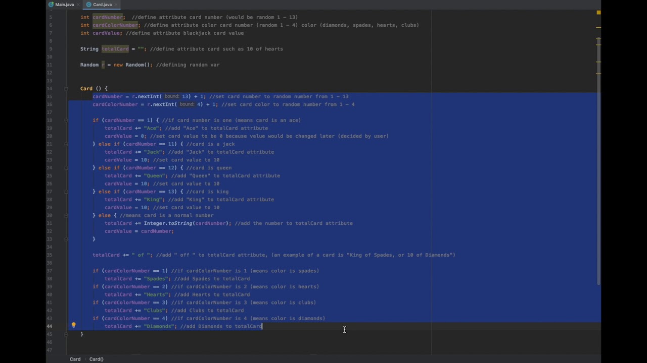 Blackjack made with java
