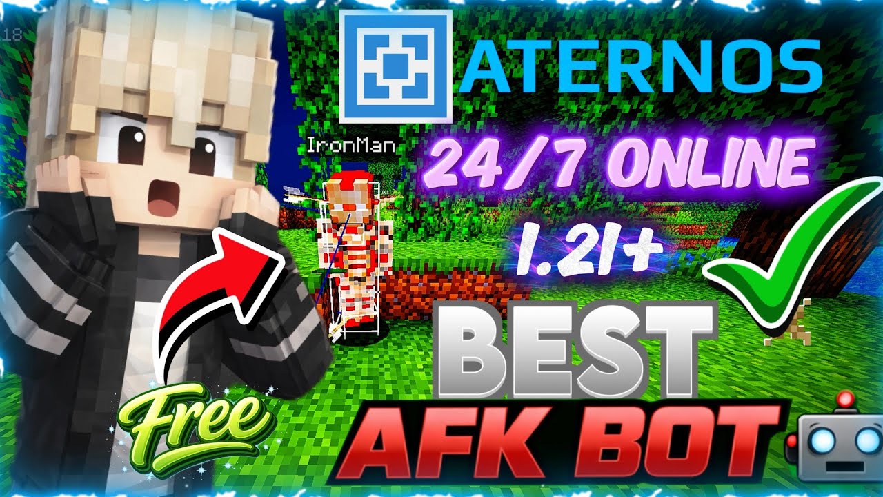 AFK BOT 🤖 For Aternos Minecraft Servers| 1.21+ | 24/7 Online • Free • Safe and 100% Worked 
