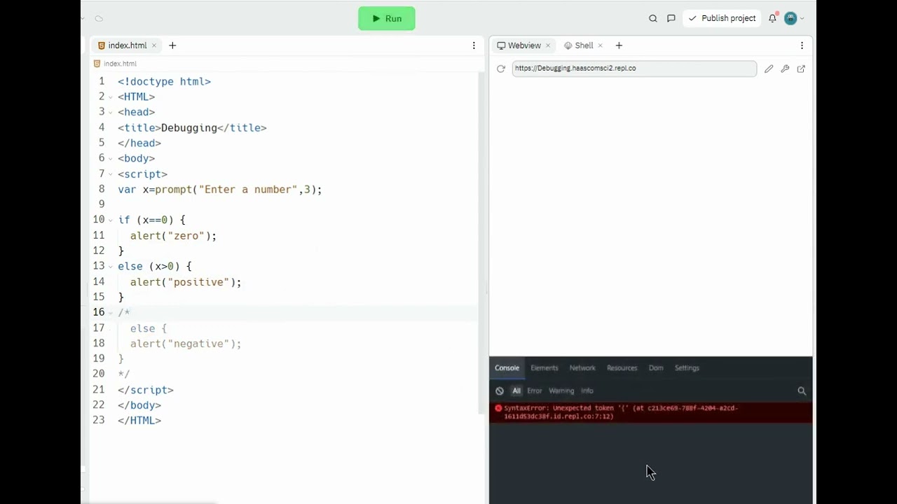 Debugging with comments in JavaScript