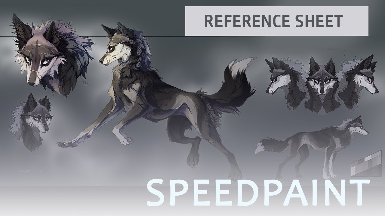 [ Timelapse 92 ]  – reference sheet commission process – wolf speedpaint
