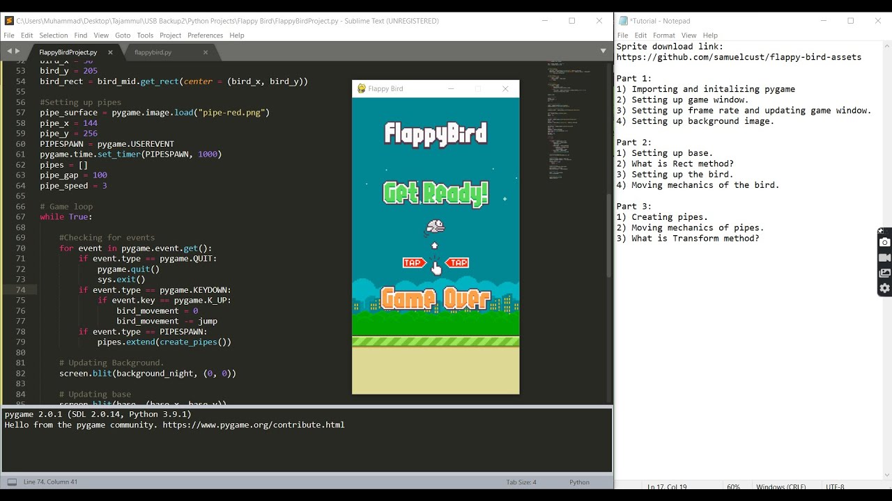 Making Flappy Bird using Pygame | Part 2
