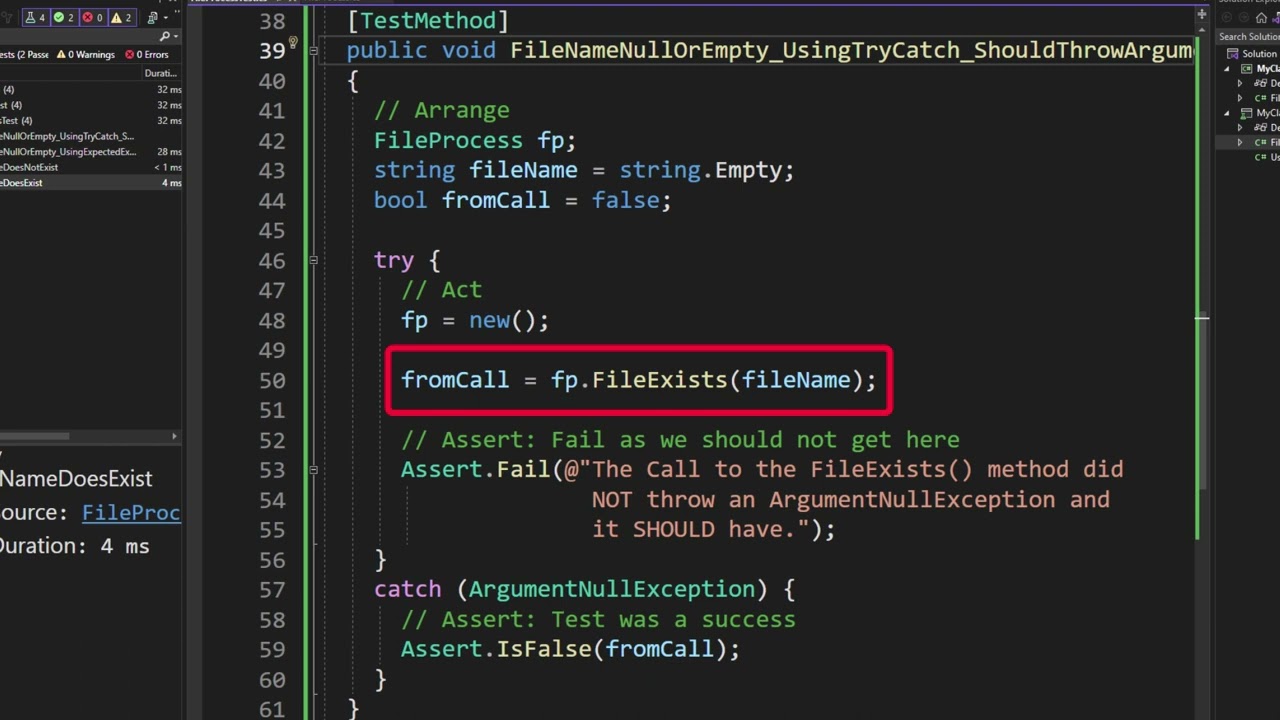 Unit Testing: Handling Exceptions in Unit Tests Using Try…Catch