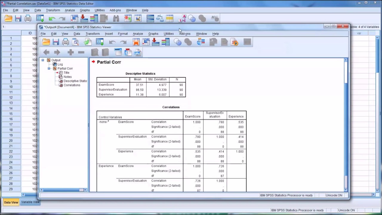 Calculating and Interpreting Partial Correlations in SPSS