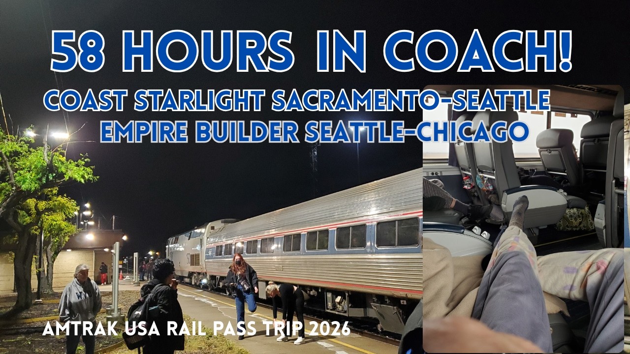 Amtrak Coast Starlight & Empire Builder In Coach!  USA Rail Pass Trip 2026 Part One