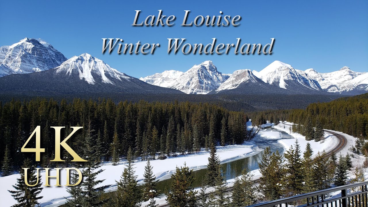 Lake Louise Winter Wonderland, Banff National Park, Alberta, Canada - 4K Video with Relax Music
