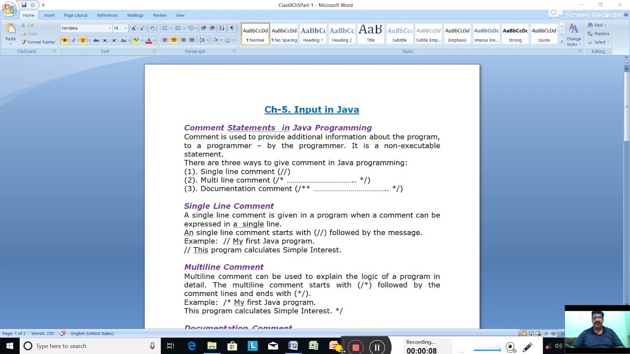 Date-2/7/2021. Class-9. Computer Applications. Ch-5, Input in Java. Part-1.
