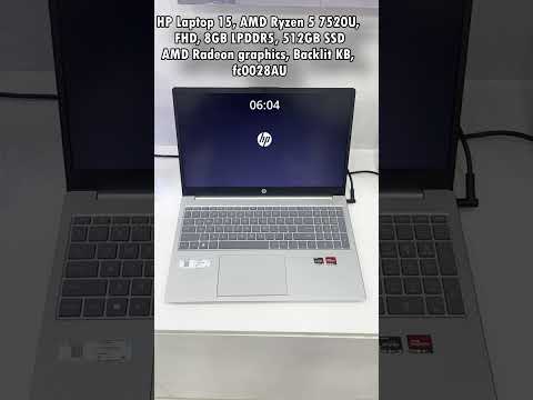 HP Laptop 15, AMD Ryzen 5 7520U, FHD, 8GB LPDDR5, 512GB SSDAMD Radeon graphics, Backlit KB, fc0028AU
