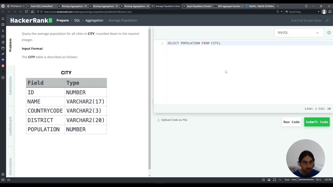 Average Population | SQL Aggregation | HackerRank Solution