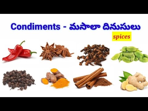 Top 10 indian spices names/ English to Telugu spices names, spices and condiments names.