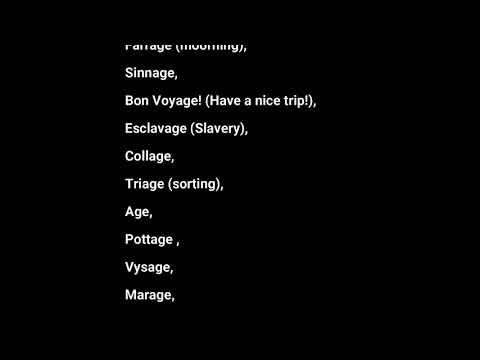 Many French Words Ending in 'age'