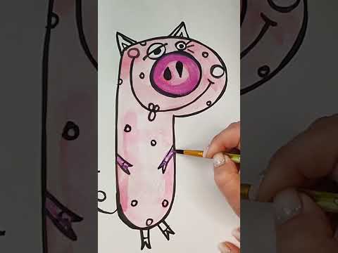 How to draw the letter "P" in the shape of the Pig | Tutorial | Step By Step Tutorial | #shorts