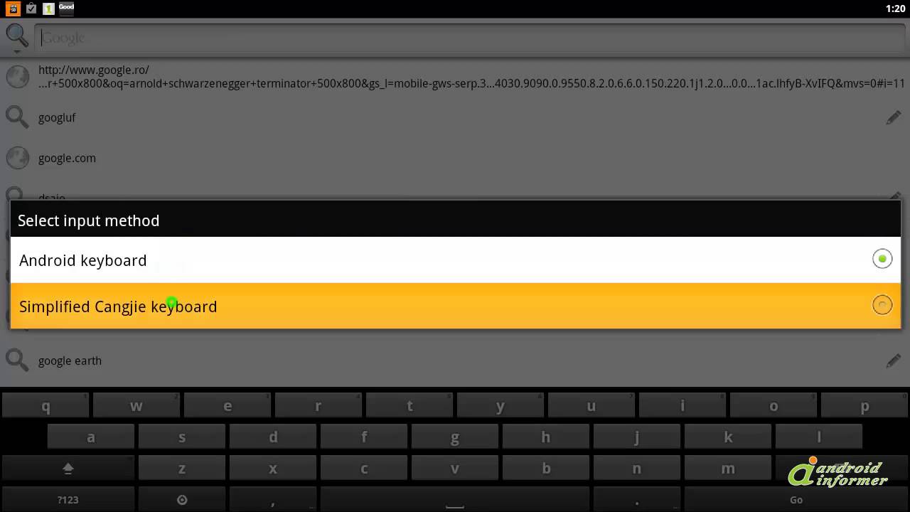 Working with Simplified Cangjie keyboard