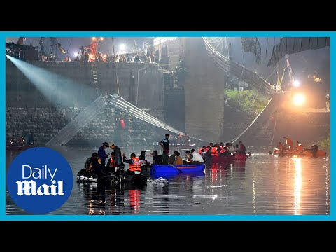 Suspension bridge collapses in Gujarat, India - killing 132 people