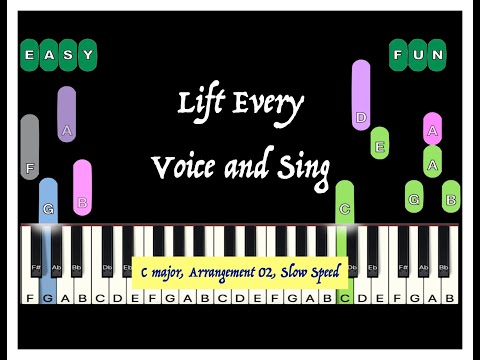 Lift Every Voice and Sing, C Major, Arrangement 02, Slow speed, Sheet Music, Online Piano Lesson