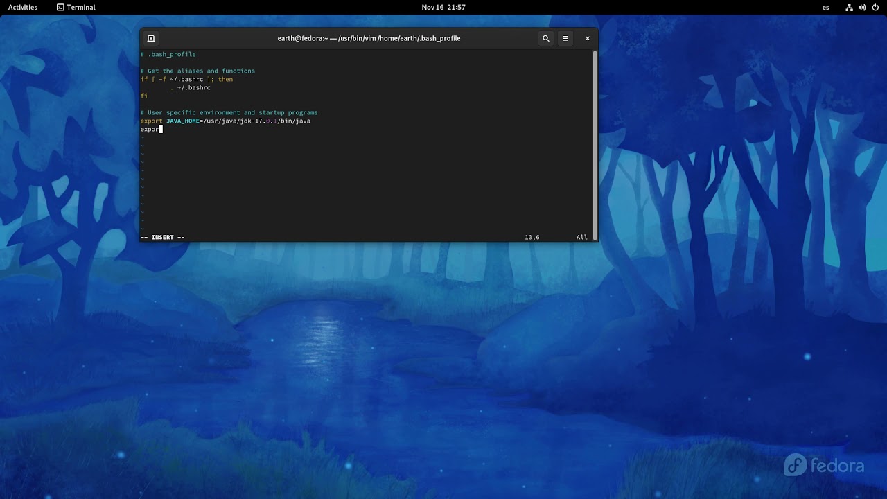 JAVA_HOME environment variable setup in Fedora 34 OS through .bash_profile - No Commentary.