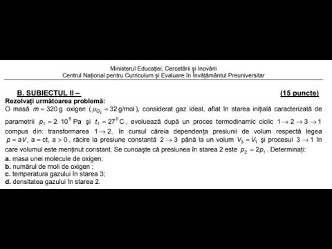 BACALAUREAT 2009. TERMODINAMICĂ. VARIANTA 1. SUBIECTUL 2.