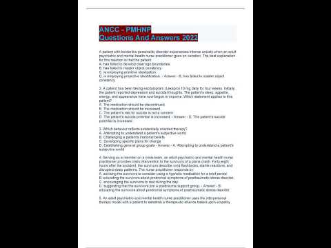 ANCC PMHNP Questions And Answers 2022