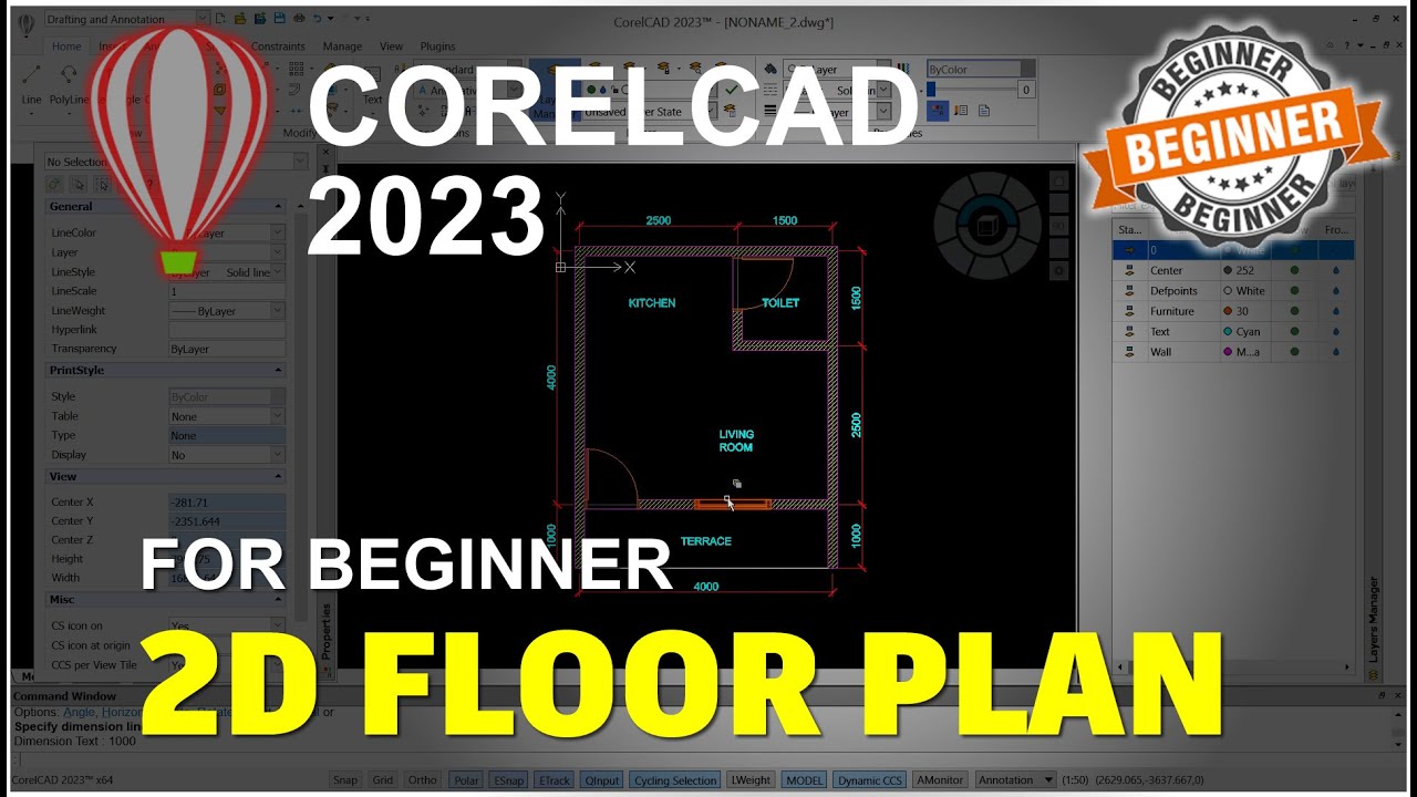 CorelCAD 2023 Basic Floor Plan Tutorial For Beginner