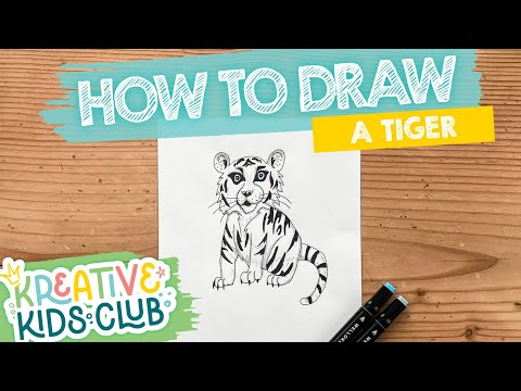 Learn How to Draw an Easy TIGER Cartoon Animal | Educational Step-by-Step Drawing Tutorial for Kids!