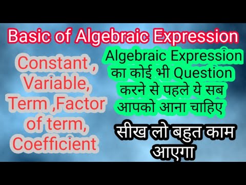Basic concept of Algebraic Expression | Variables and Constant | Terms and coefficients