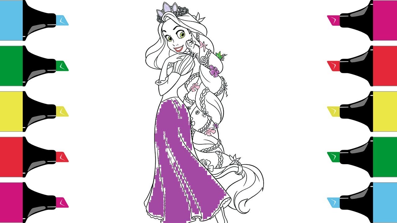 Tangled Princess Rapunzel Coloring Pages for Kids|Disney Coloring Page for Children
