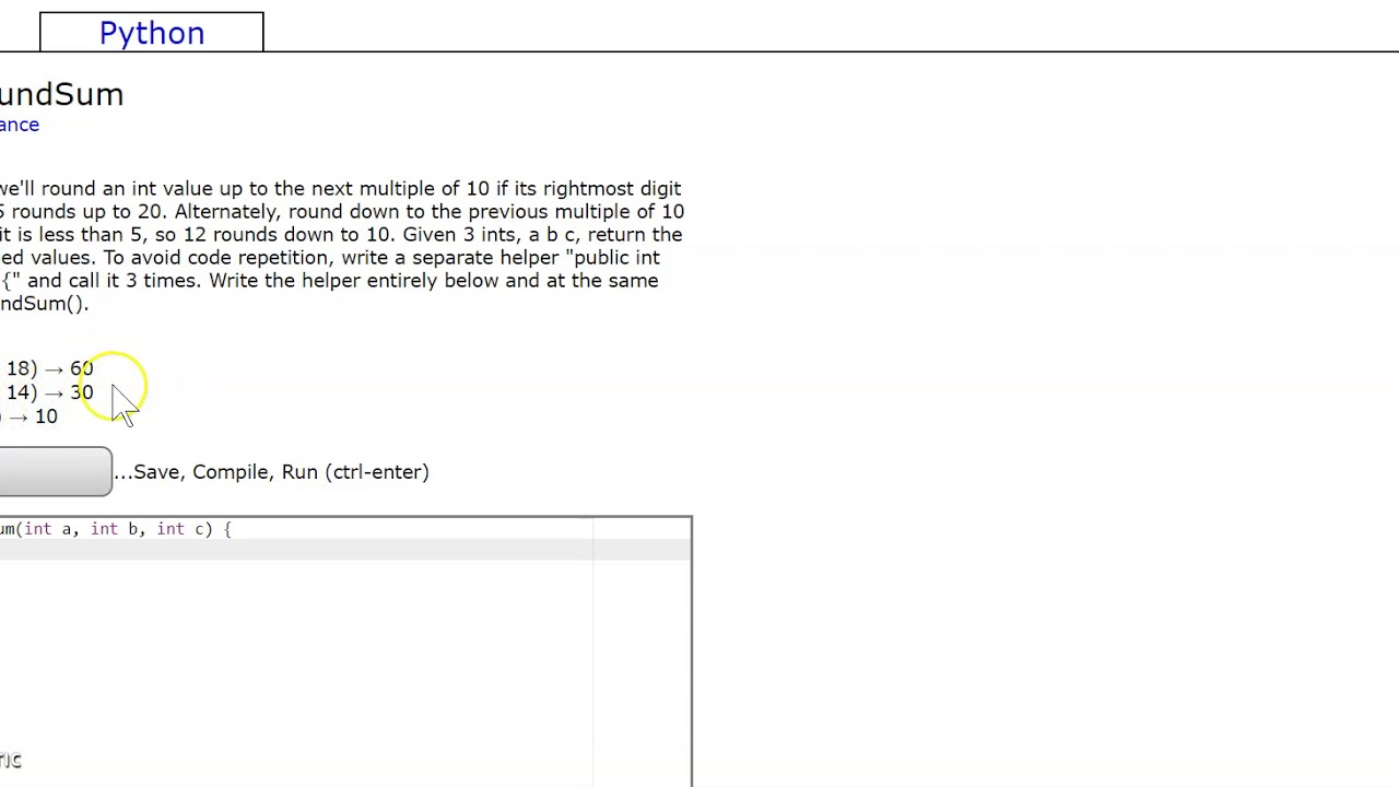 Logic 2 (roundSum) Java Tutorial || Codingbat.com
