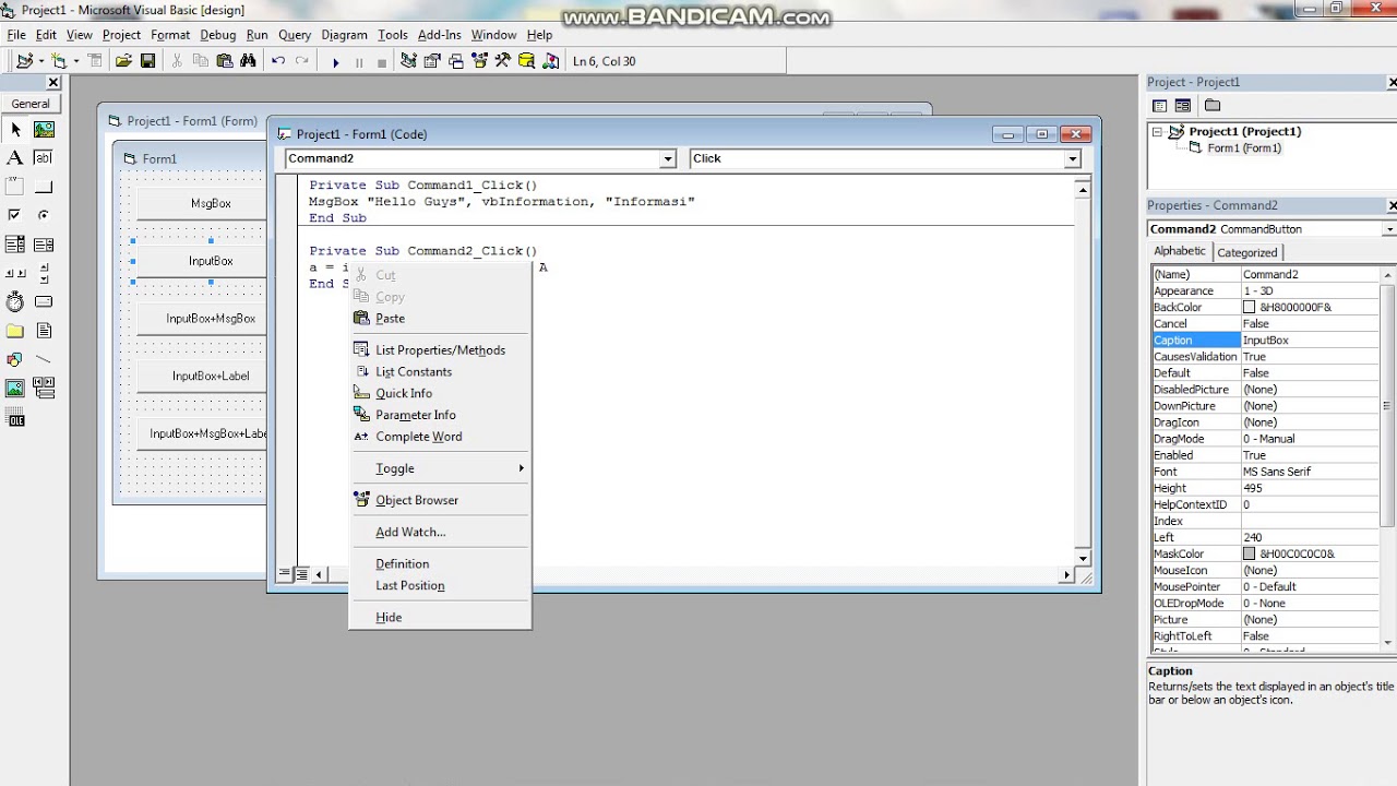Tutorial Visual Basic 6.0 MsgBox dan InputBox Part1