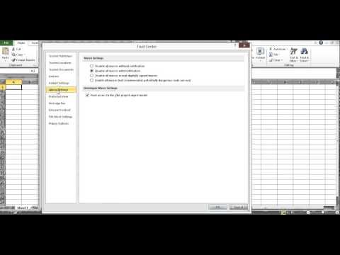 Excel security settings