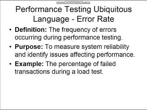 Performance Testing Definition and Ubiquotous Language