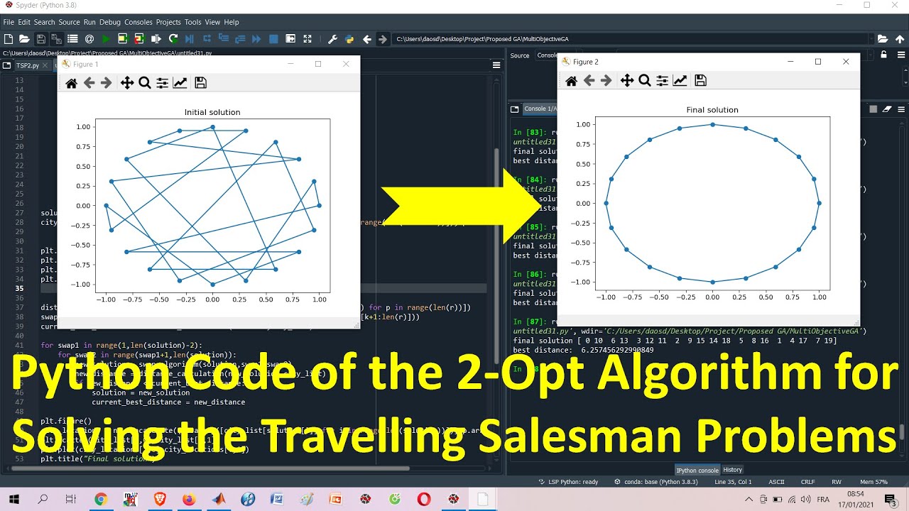 Python Code of the 2-Opt Algorithm for Solving the Travelling Salesman Problems (TSP)