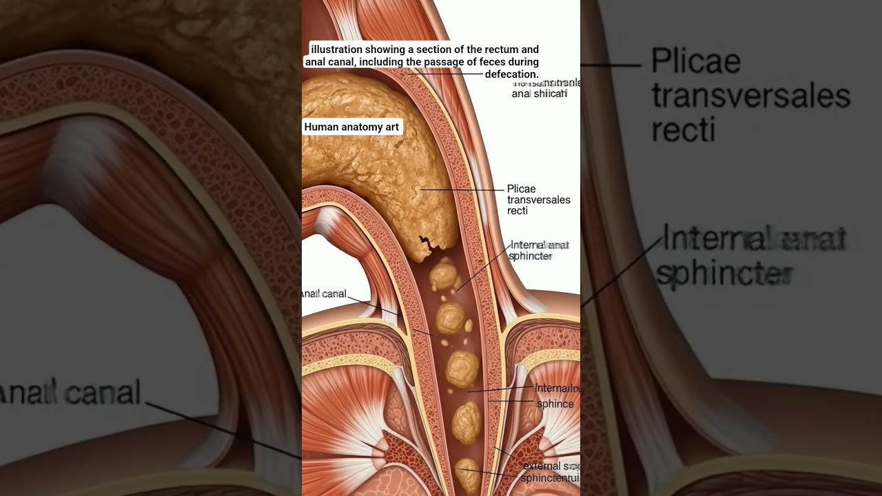 illustration showing a section of the rectum and anal canal, includin the passage|Human anatomy art