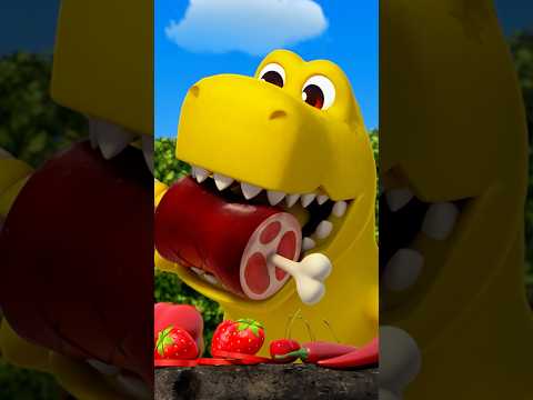 Yummy! Dinosaur's Colorful Eating 🍖 #Hogi #Dinosaur #shorts